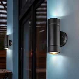 etc-shop 2er Set up Down led Außen Wand Lampen Fassaden Garten Terassen Beleuchtung Leuchten ip 44 Schwarz