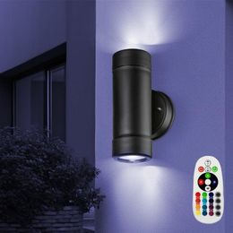 etc-shop Up Down Außen Wand Lampe Garten Leuchte Dimmer Fernbedienung im Set inkluxive rgb led Leuchtmittel