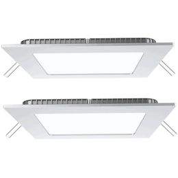 etc-shop 2er Set led Einbau Decken Beleuchtung alu Wohnraum Raster Tageslicht Lampen quadratisch