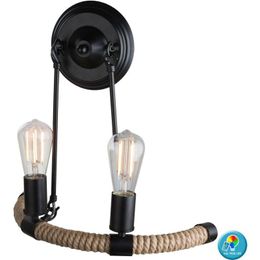 etc-shop Hanf Seil Wand Leuchte rustikal Fernbedienung Lampe dimmbar im Set inkl. RGB LED Leuchtmittel