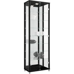 Fif Möbel Vitrine FIF MÖBEL "OPTIMA", schwarz, B:58cm H:172cm T:33cm, Glas, Holzwerkstoff, Schränke, Standvitrine/Glasvitrine 2x Glastür,perfekt für Sammler,Sammlervitrine