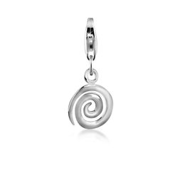 Charm-Einhänger NENALINA "Spirale Geo Kreis Charm rund 925 Silber" Charms Gr. ohne Stein, silberfarben (silber) Damen