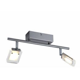 Wofi - led Decken Leuchte Wohnraum Strahler silber 2-flg schwenkbar IP20 7614.02.01.0000