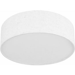 etc-shop Deckenleuchte beige Stoff Deckenlampe Wohnzimmer led Deckenleuchte Schlafzimmer modern, rund Leinen sandfarben, 24W 1120lm 3000K, DxH 40x 10,5 cm