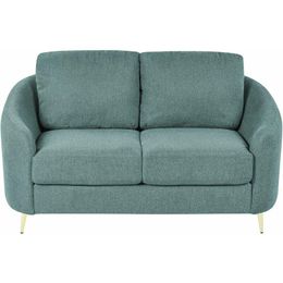 Beliani 2-Sitzer Sofa Mintgrün Stoffbezug mit Armlehnen Goldenen Metallfüßen Glamourös Modern Wohnzimmer Schlafzimmer Möbel Sitzmöbel