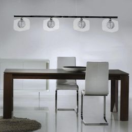 etc-shop Hängeleuchte Pendellampe Pendelleuchte Esszimmerlampe Wohnzimmer, 4 flammig, Metall chrom Glas klar, 4x G9 Fassungen, LxH 99x140cm