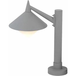 etc-shop Außenleuchte Wegelampe Außenlampe Stehleuchte Laterne Garten, IP44, Metall grau Glas opal, 1x E27 Fassung, BxHxT 26x58x40 cm