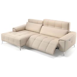 Leder Ecksofa Mini salento Links Creme s: 217 x 163 Breite x 100 Tiefe Füße: Matt-Schwarz - Creme - Sofanella