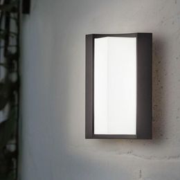 etc-shop - led Wandleuchte Außen Fassadenleuchte anthrazit Außenleuchte Wand Aluminium, IP54, 1x 7W 800lm warmweiß, BxH 14x22 cm