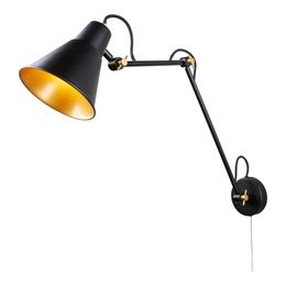 Searchlight - Wand Lampe verstellbar Wohn Arbeits Zimmer Beleuchtung Lese Leuchte schwarz gold 7403BK