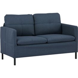 HOMCOM - 2 Sitzer Sofa, Couch mit Leinenoptik, Stahlbeine, Gepolsterter Polstersofa, Doppelsofa für Wohnzimmer, Schlafzimmer, 135 x 67 x 78 cm,