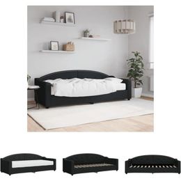 The Living Store Tagesbett mit Matratze Schwarz 80x200 cm Stoff - Betten & Bettgestelle