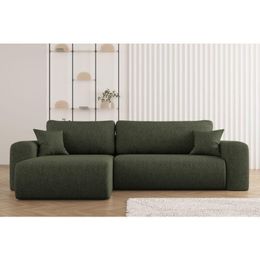 Kaiser Ecksofa mit Schlaffunktion und Stauraum für Bettzeug, L-förmiges Sofa, Capri Stoff Neve Links Olive