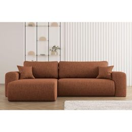 Kaiser Ecksofa mit Schlaffunktion und Stauraum für Bettzeug, L-förmiges Sofa,Capri Stoff Neve Links Kupfer