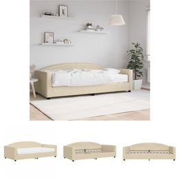 The Living Store - Tagesbett mit Matratze Creme 100x200 cm Stoff - Betten & Bettgestelle - Creme