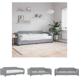 The Living Store - Tagesbett mit Matratze Hellgrau 80x200 cm Stoff - Betten & Bettgestelle - Grau