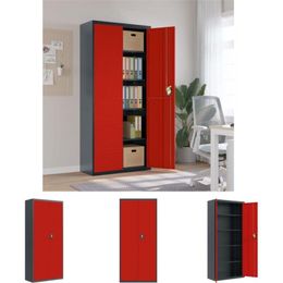 Aktenschrank Anthrazit und Rot 90x40x200 cm Stahl - Aktenschränke - Anthrazit - The Living Store