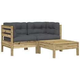 vidaXL - Gartensofa mit Kissen und Hocker 2-Sitzer