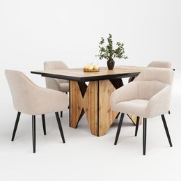 Okwish - Moderner Küchen-Esstisch aus Holz, Bistrotisch, nicht abnehmbar, Tisch für 4–6 Personen, Wohnzimmer, Küche, Frühstückstisch, Esszimmer,