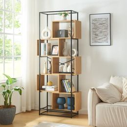 Bücherregal Rennebu 194x80x33 cm 5 Fächer Schwarz/Eiche [en.casa]