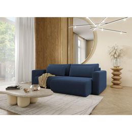 Ecksofa Sofa mit Schlaffunktion chaira Stoff Curio Dunkelblau Ottomane Rechts