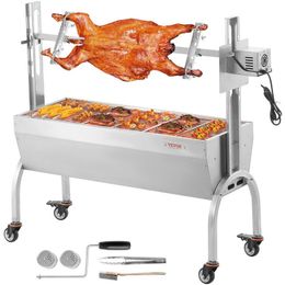 Vevor - Lammgrill, Spanferkelgrill, Spießbratengrill, 90 kg rollbarer BBQ-Holzkohle-Spießgrill für Schwein, Lamm, Ziege, elektrischer 52 w,