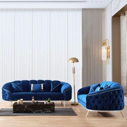 Blaues 3-Sitzer-Sofa 250x88x88 cm