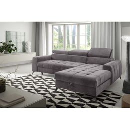 Ecksofa Schlafsofa Sofa agnesa xs Stoff Salvador Grau Ottomane Rechts