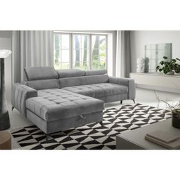 Ecksofa Schlafsofa Sofa agnesa xs Stoff Salvador Hellgrau Ottomane Links