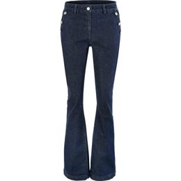 Damen Bootcut-Jeans mit Dekokn&ouml;pfen dark blue, Gr&ouml;&szlig;e 50