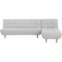 Beliani 4-Sitzer Ecksofa Hellgrau Stoffbezug Gesteppt L-Förmig mit Chaiselongue Linksseitig Schlaffunktion Modern Skandinavisch Wohnzimmer Schlafsofa