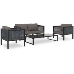 vidaXL - 5-tlg. Garten-Lounge-Set mit Auflagen Poly Rattan Anthrazit