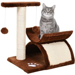 PawHut - Kratzbaum klein Katzenkratzbaum Spielbaum Kratzstamm für Katzen mit Spielball Braun L40 x B30 x H43 cm