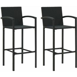 vidaXL - Barhocker 2 Stk. Schwarz Poly Rattan