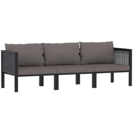 vidaXL - 3-Sitzer-Sofa mit Auflage Anthrazit Poly Rattan