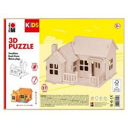 Marabu KiDS Strandhaus 3D-Puzzle, 27 (bemalbar) Teile