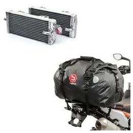 Set: Kühler Radiator passend für Gas Gas EC/ MC 200/ 250/ 300 98-06 rechts links + Hecktasche Drybag XF60 Wasserdicht Volumen 60l