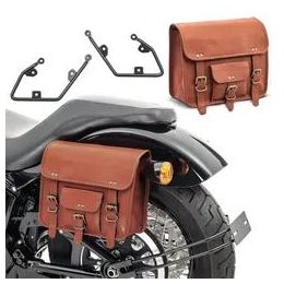 Set 2x Satteltaschen mit Halter passend für Chopper / Custombikes 91-17 Craftride SV1-braun links-rechts