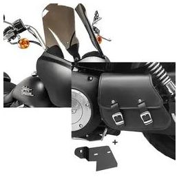 Set: Lampenmaske MG5 passend für Harley Dyna Street Bob 06-17 Lampen Verkleidung schwarz matt-rauchgrau Craftride + Schwingentasche + Halter passend für Harley Davidson Dyna Street Bob 06-17 Craftride