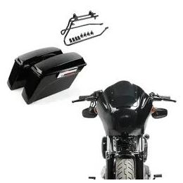 Set : Seitenkoffer Set passend für Dyna Street Bob 08-17 DY1 Craftride + Lampenmaske MG8 passend für Dyna Street Bob 06-17 Lampen Verkleidung rauchgrau Craftride