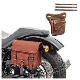 Set Satteltasche SV1 + Seitentasche SR1 passend für Chopper / Custombike Custom Craftride braun CB37456