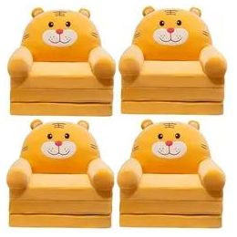 4er-Set Kindersessel faltbar Divit PL48 Kindersofa Schlafsofa mit Plüsch gepolstert Tigerdesign NEW