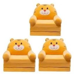 3er-Set Kindersessel faltbar Divit PL48 Kindersofa Schlafsofa mit Plüsch gepolstert Tigerdesign NEW