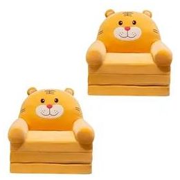 Set 2x Kindersessel faltbar Divit PL48 Kindersofa Schlafsofa mit Plüsch gepolstert Tigerdesign NEW