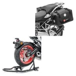 Set: Rangierhilfe Hinterrad Mover 2 Racing sw matt ConStands mit Motorrad Satteltaschen wd. RB25 mit Rollverschluss