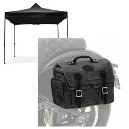 Set: Rennzelt 3x3m faltbar sw Tourtecs mit Motorrad Satteltasche Canvas mit Innentasche CV1 sw