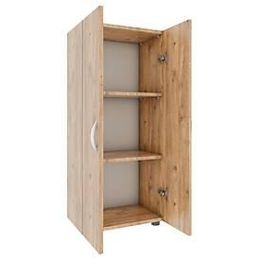 Aktenschrank Ulas, 3 Ordnerhöhen, 2 Fachböden, für ca. 21 Ordner, Flügeltüren, B 490 x T 340 x H 1080 mm, Holz, Honig-Eiche