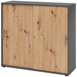 Hammerbacher Schiebetürenschrank 1753S, V1753S/G/R/CE grafit, asteiche 2 Fachböden 120,0 x 40,0 x 110,0 cm