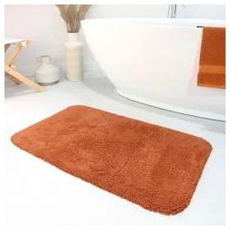 Badematte Wecon Home BASICS "Ole WB-2721" Badematten Gr. , Baumwolle, orange (terrakotta) 100% Baumwollflor, waschbar, einfarbig, Badezimmerteppich