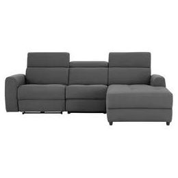 Ecksofa Home Affaire "Sentrano, L-Form" Sofas Gr. B/H/T: 275cm x 82cm x 164cm, Struktur fein, Recamiere rechts, mit motorischer Relaxfunktion-mit USB-Anschluss, grau (anthrazit) 275 cm, man. o. elektr. Relaxfunktion und USBKopfverstellung